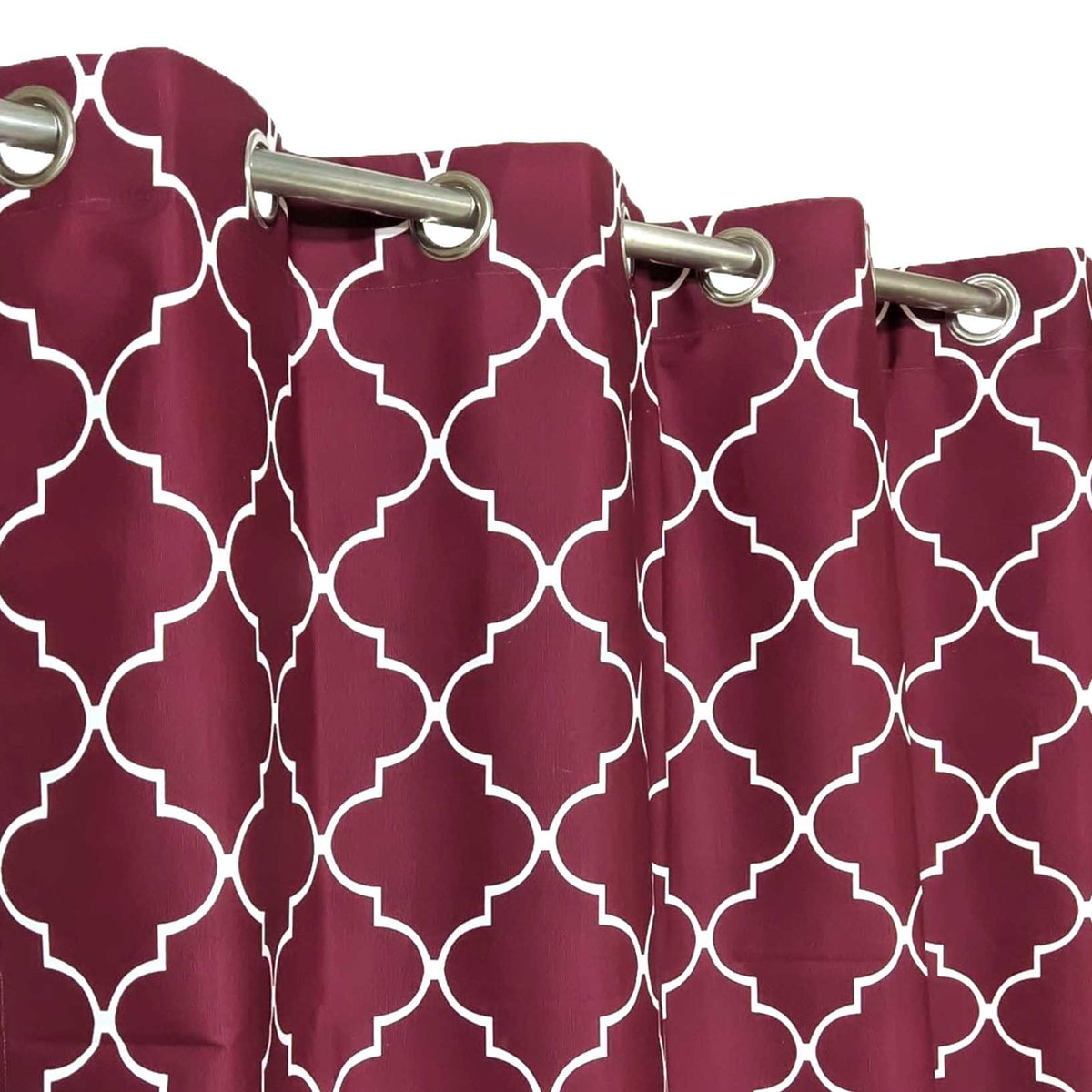 Maroon & White Motif - Duck Cotton Curtain – Darodeewar