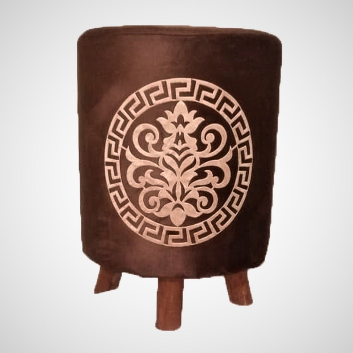 Versace Ottoman Stool Off-White on Brown – Darodeewar